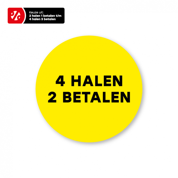 'Halen Betalen' stickers geel, 30mm | Kortingsticker.nl