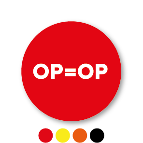 OP=OP stickers rood, 30mm | Kortingsticker.nl
