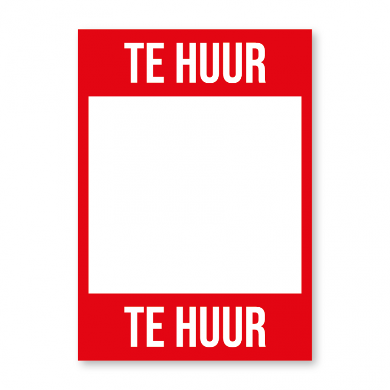 Te Huur poster, rood | Kortingsticker.nl