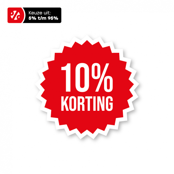 Korting raamsticker rood kartelrand, rond | Kortingsticker.nl