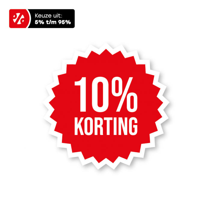 Korting raamsticker rood kartelrand, rond | Kortingsticker.nl
