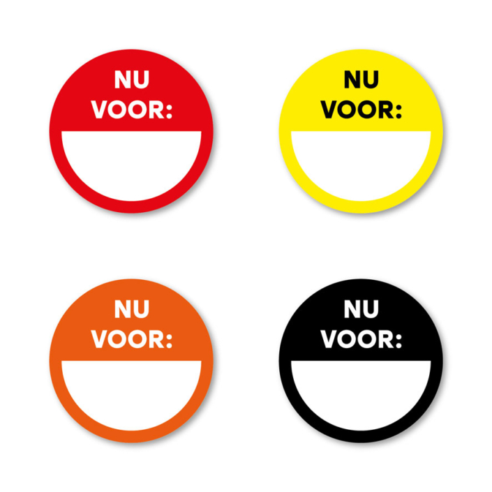 Beschrijfbare stickers 'Nu voor', 30mm | Kortingsticker.nl